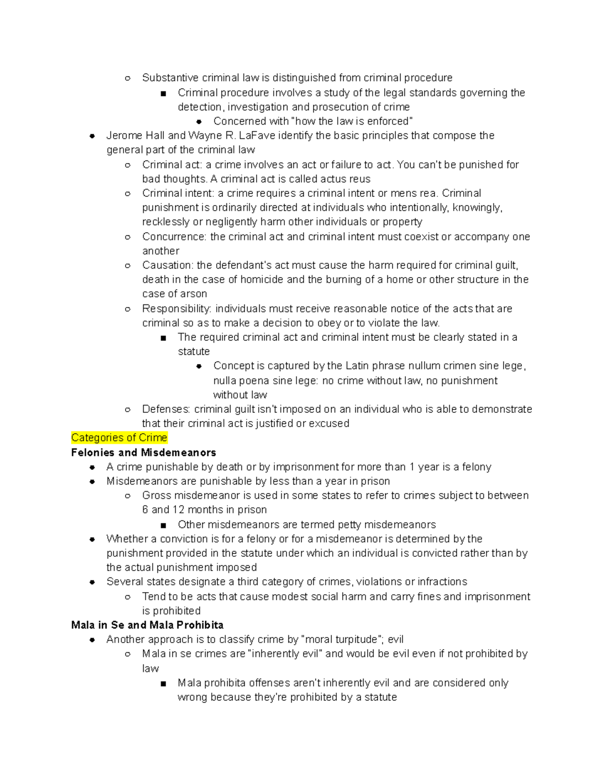 Contemp Crim Law Pt 2 - Substantive criminal law is distinguished from ...