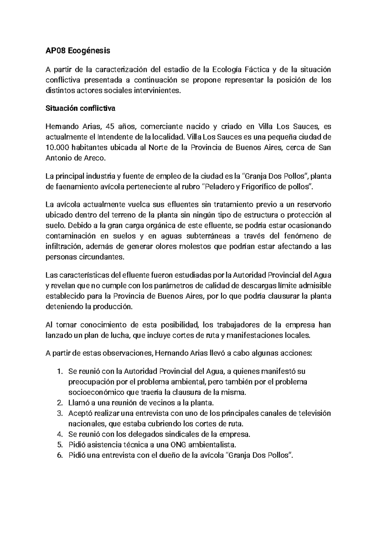 AP08 Ecogénesis - AP08 Ecogénesis A partir de la caracterización del ...