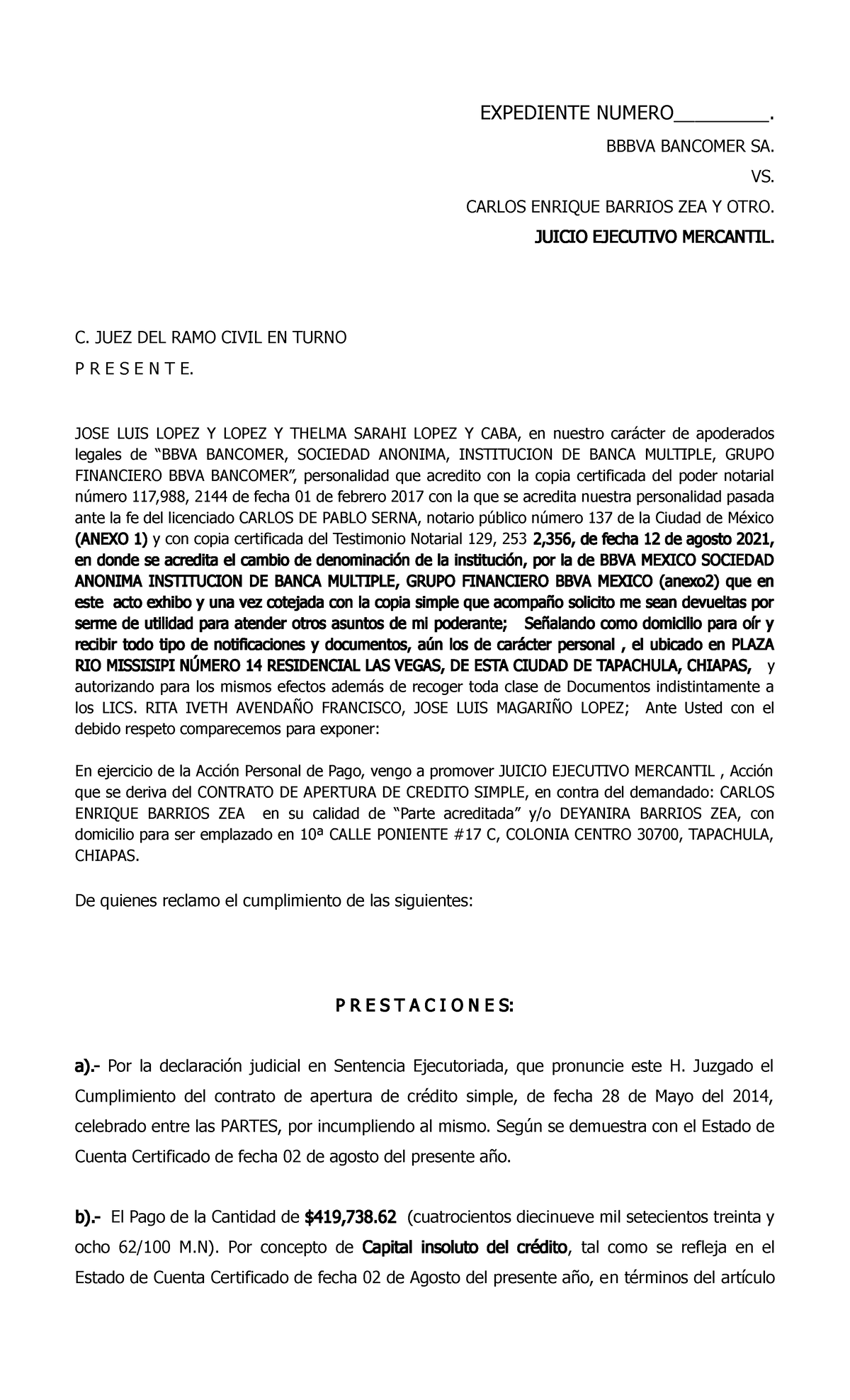 Demanda JEM- Civil carlos enrique arrios zea - EXPEDIENTE NUMERO ...