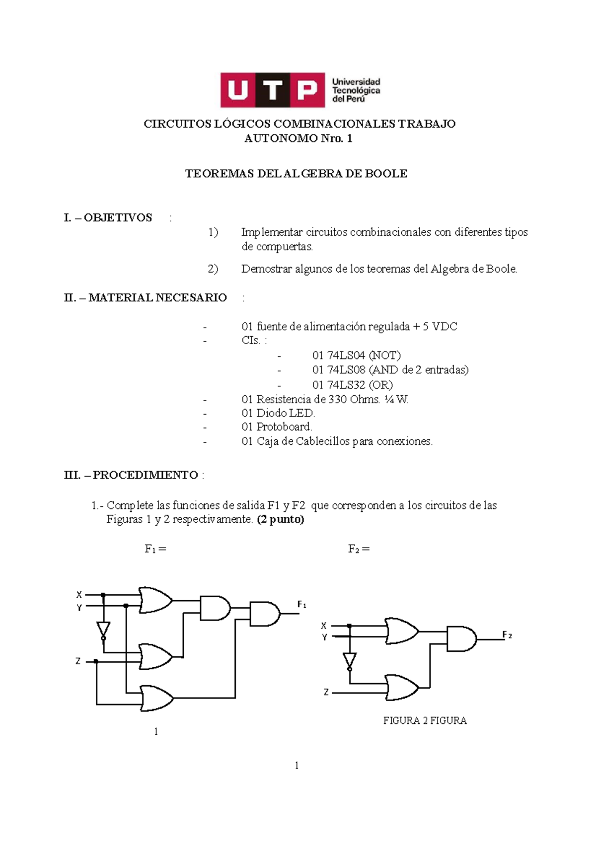 Trabajo Autonomo NRO 1 PARA Circuitos Logicos Combinacionales 44932 -convertido-1 - CIRCUITOS ...