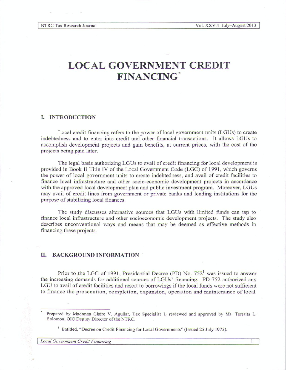 Local Govt Credit Financing - BS Psychology - Studocu