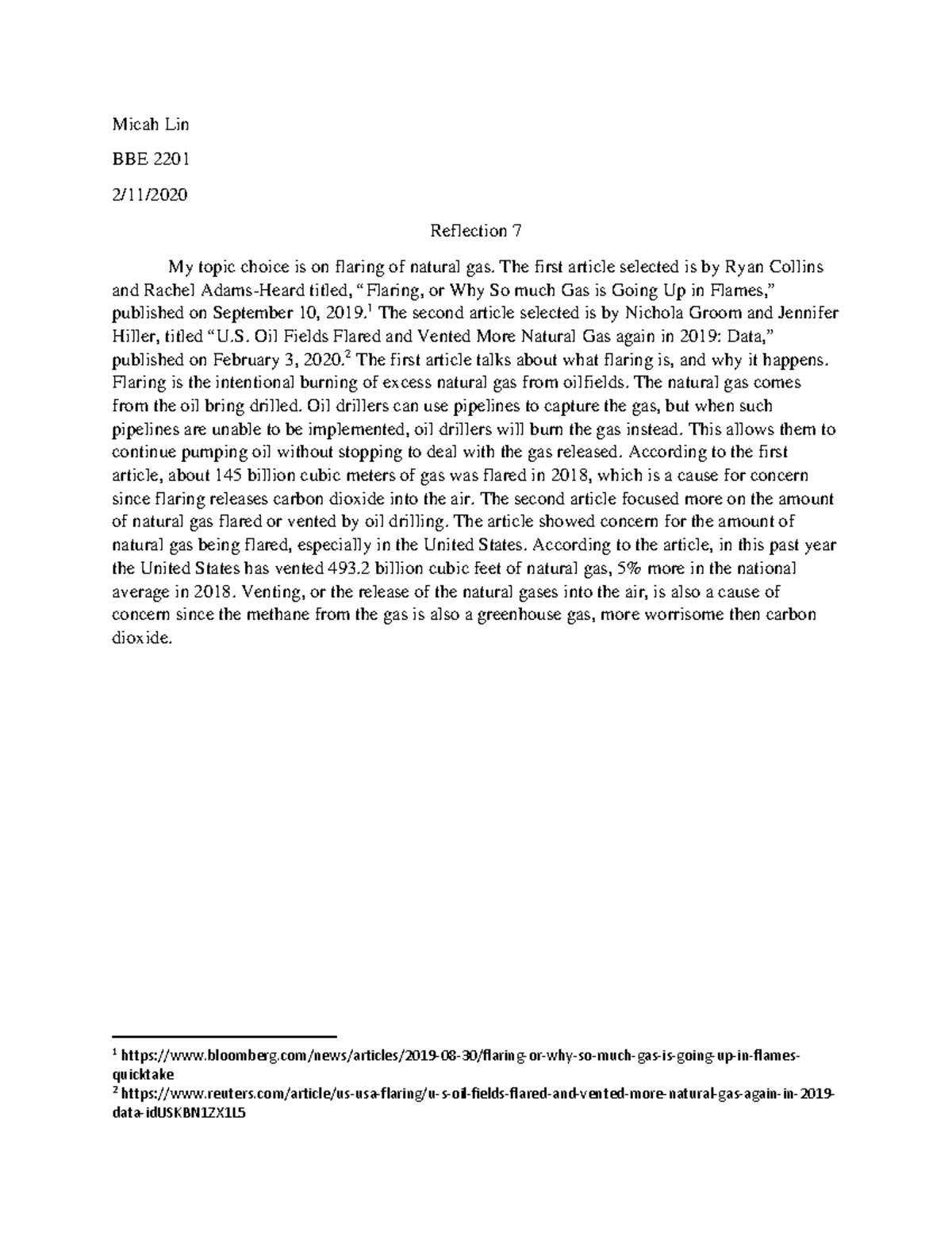 Bbe7 - reflection - Warning: TT: undefined function: 32 Micah Lin BBE 2201 2/11/ Reflection 7 My ...