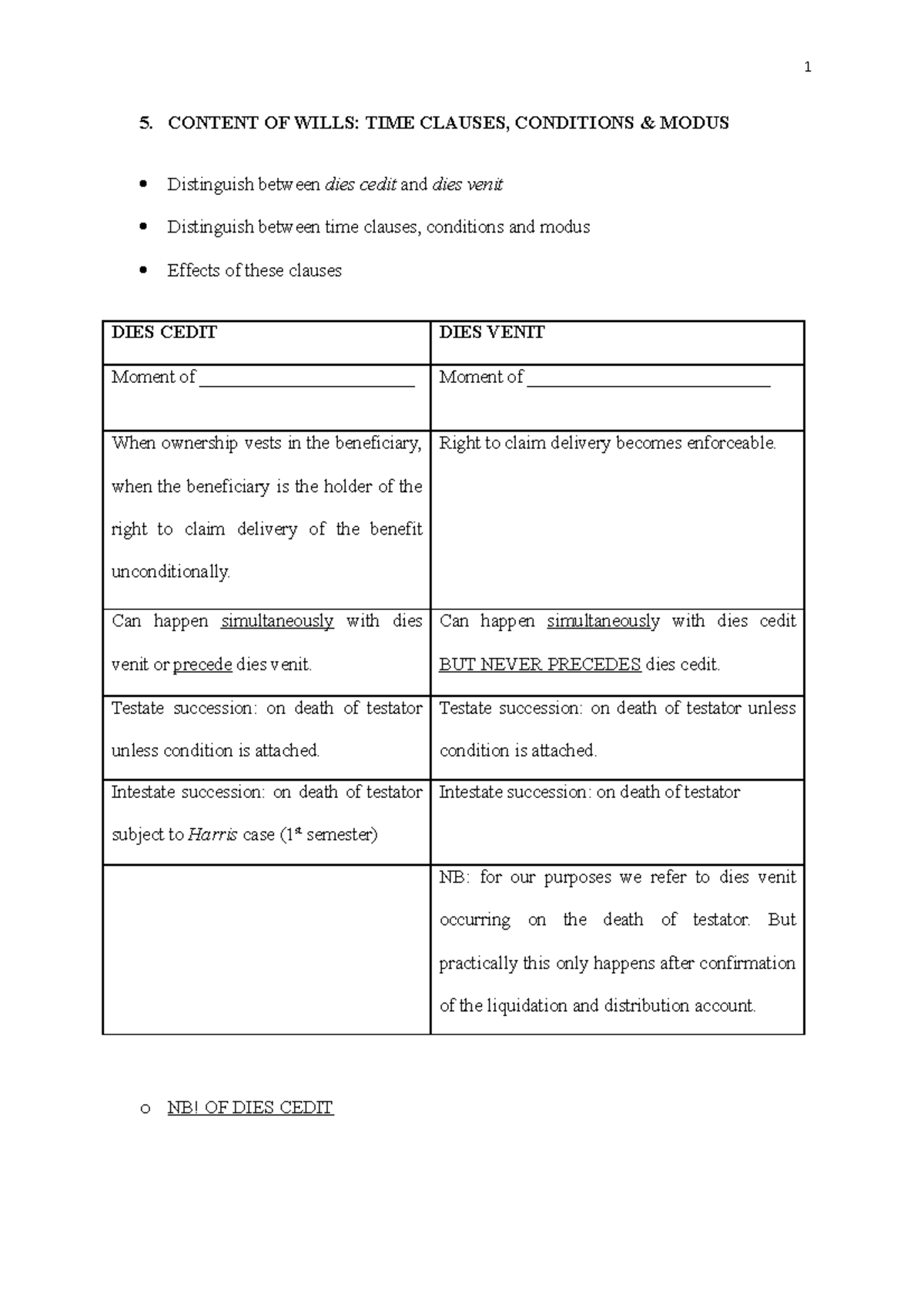 Content of wills time clauses conditions modus - 1 5. CONTENT OF WILLS ...