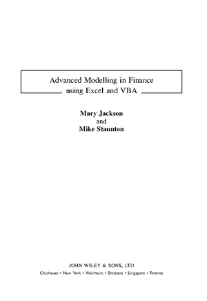 Advanced Modelling in Finance using Excel and VBA-3 - Advanced Excel Functions and Procedures 23 ...