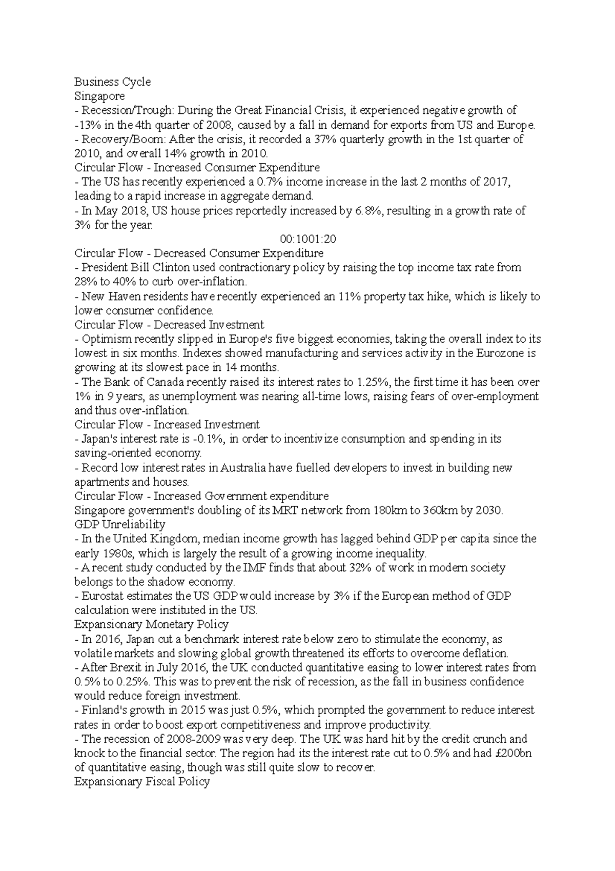 Macroeconomic examples - Business Cycle Singapore Recession/Trough ...