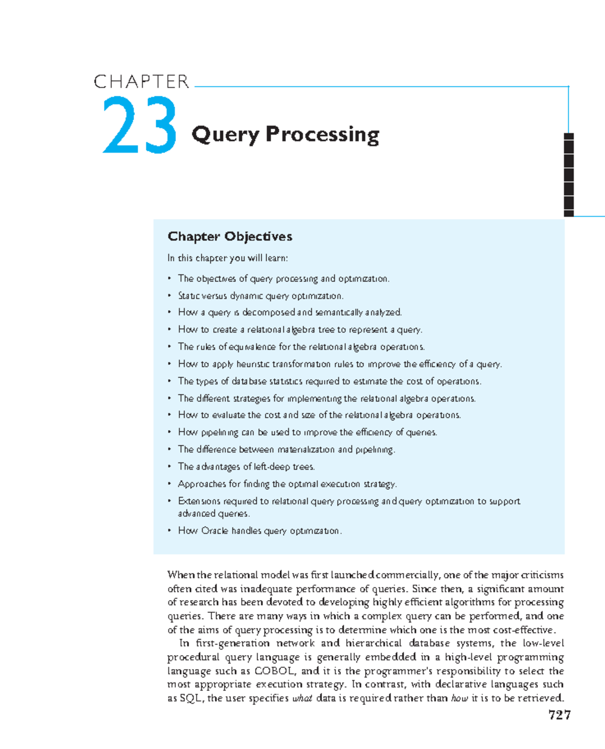 Chapter 23 Query Processing - CHAPTER 23 Query Processing Chapter ...