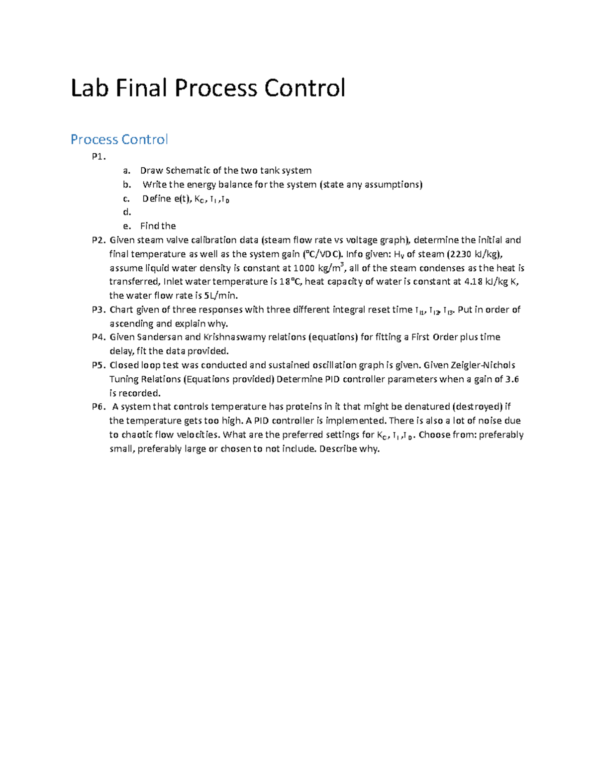 Lab Final Process Control - Lab Final Process Control Process Control ...