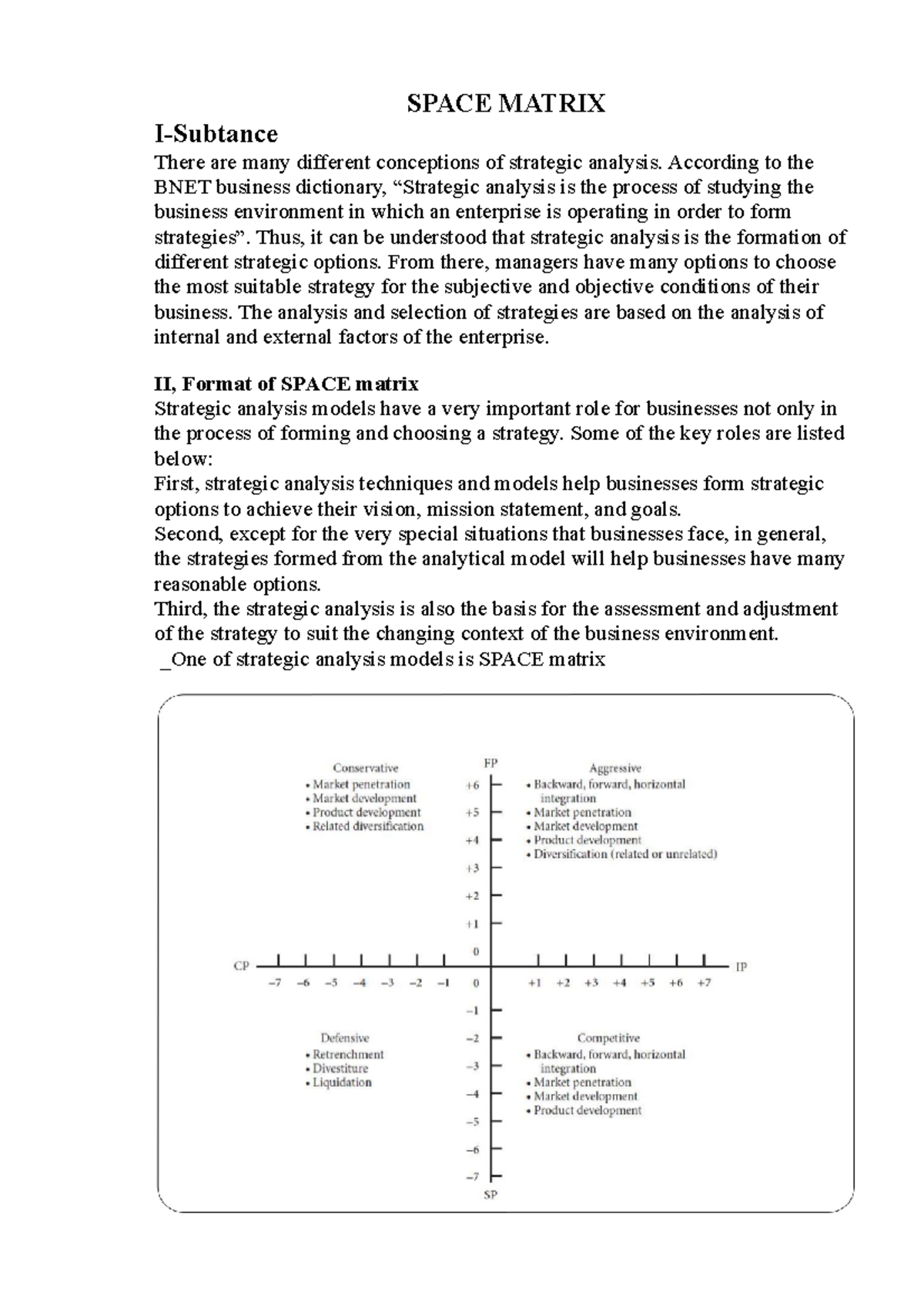 Space Matrix - SPACE MATRIX I-Subtance There are many different ...
