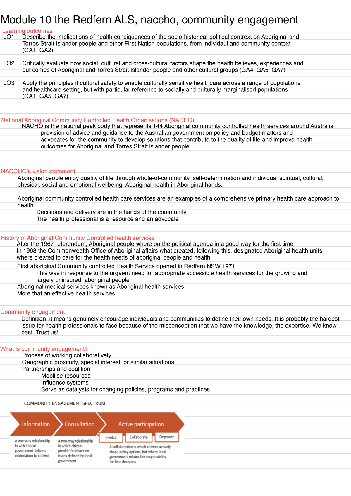 Module 10 the Redfern ALS, naccho, community engagement - LO1 Describe ...