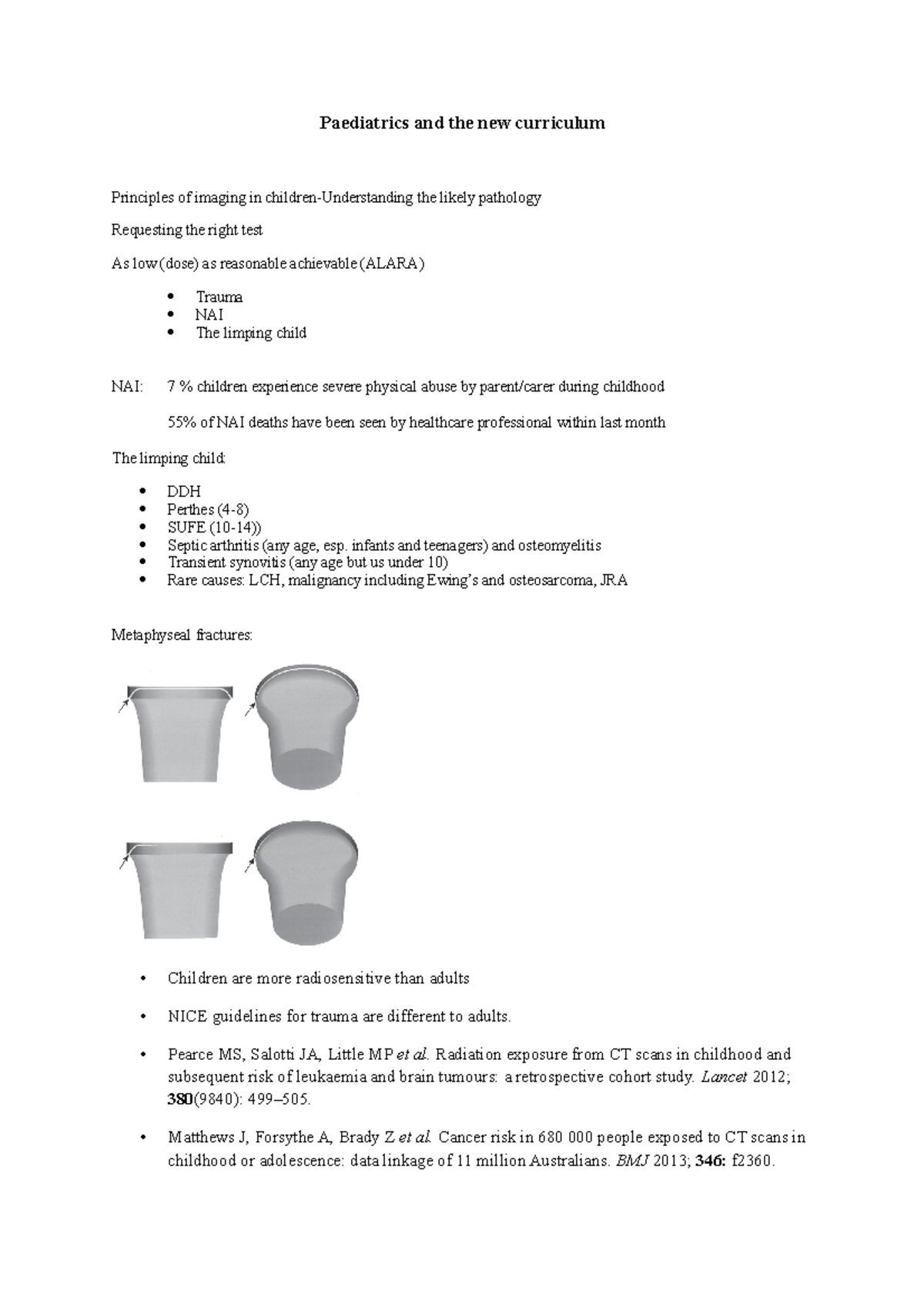 Radiology Handout - Paediatrics and the new curriculum Principles of ...