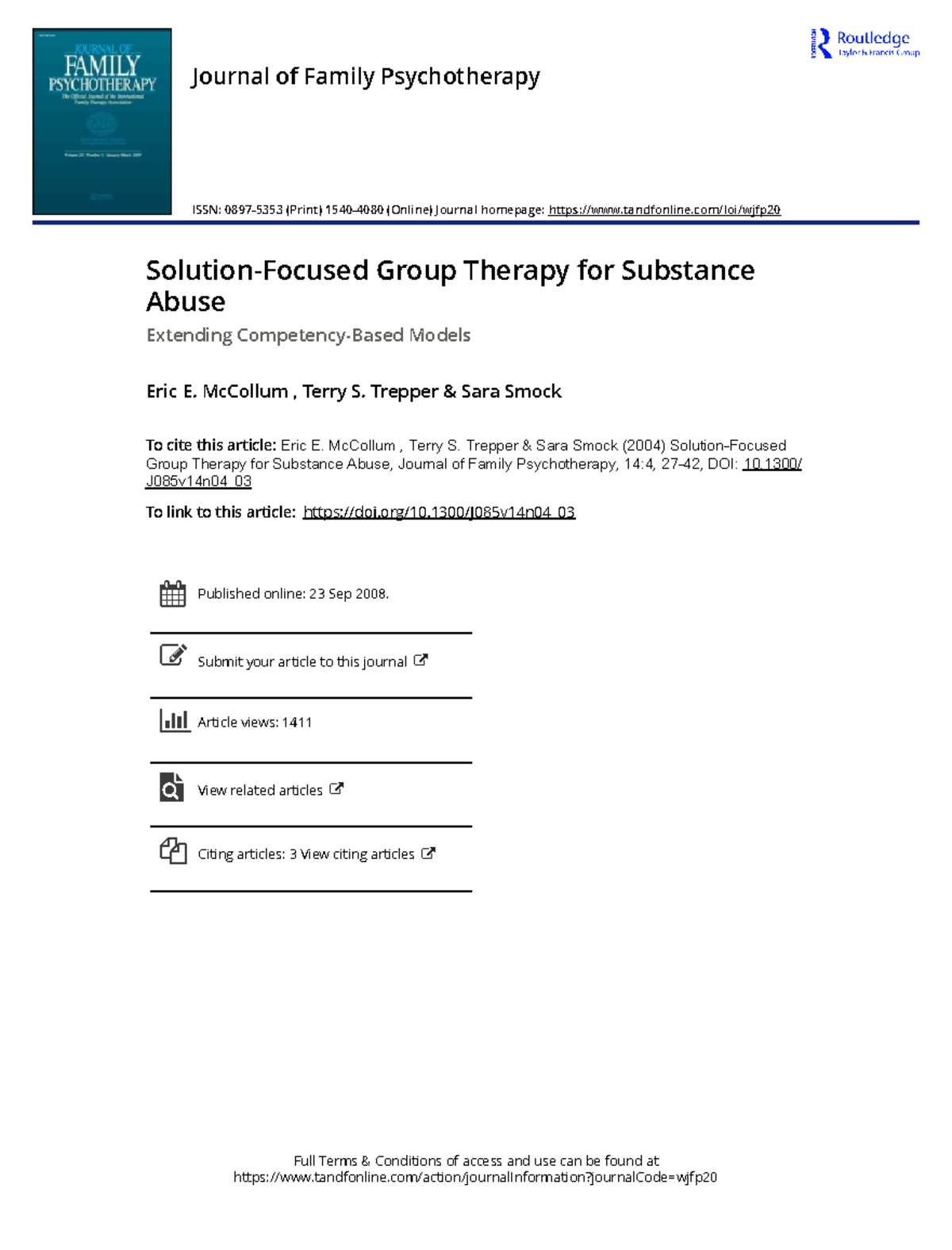 Solution Focused Group Therapy for Substance Abuse - Full Terms ...