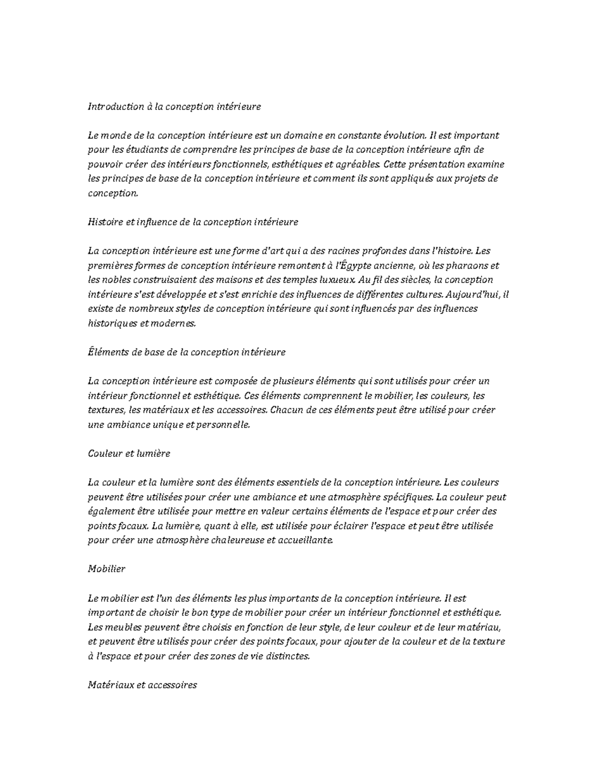 Interior Design Study Notes - Introduction à la conception intérieure ...