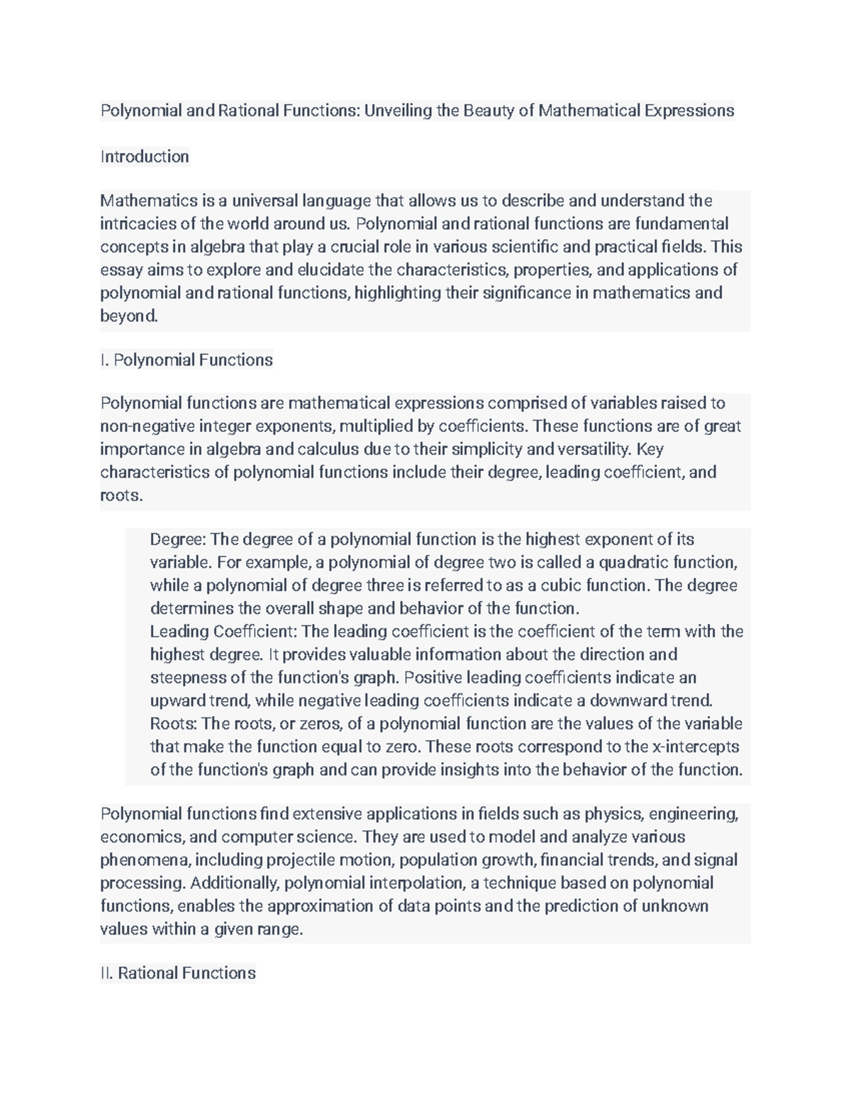Polynomial and Rational Functions Unveiling the Beauty of Mathematical Expressions - Polynomial ...
