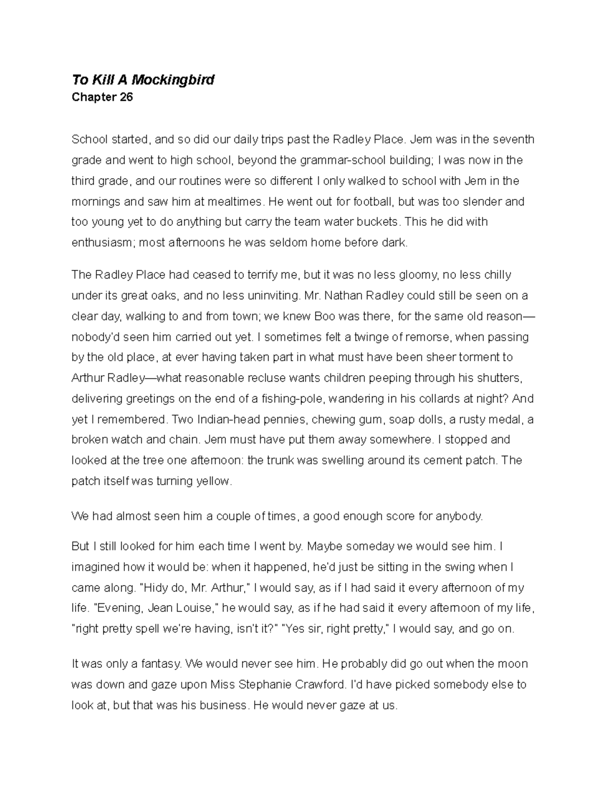 Full Page - TKAM Chapter 26 - To Kill A Mockingbird Chapter 26 School ...