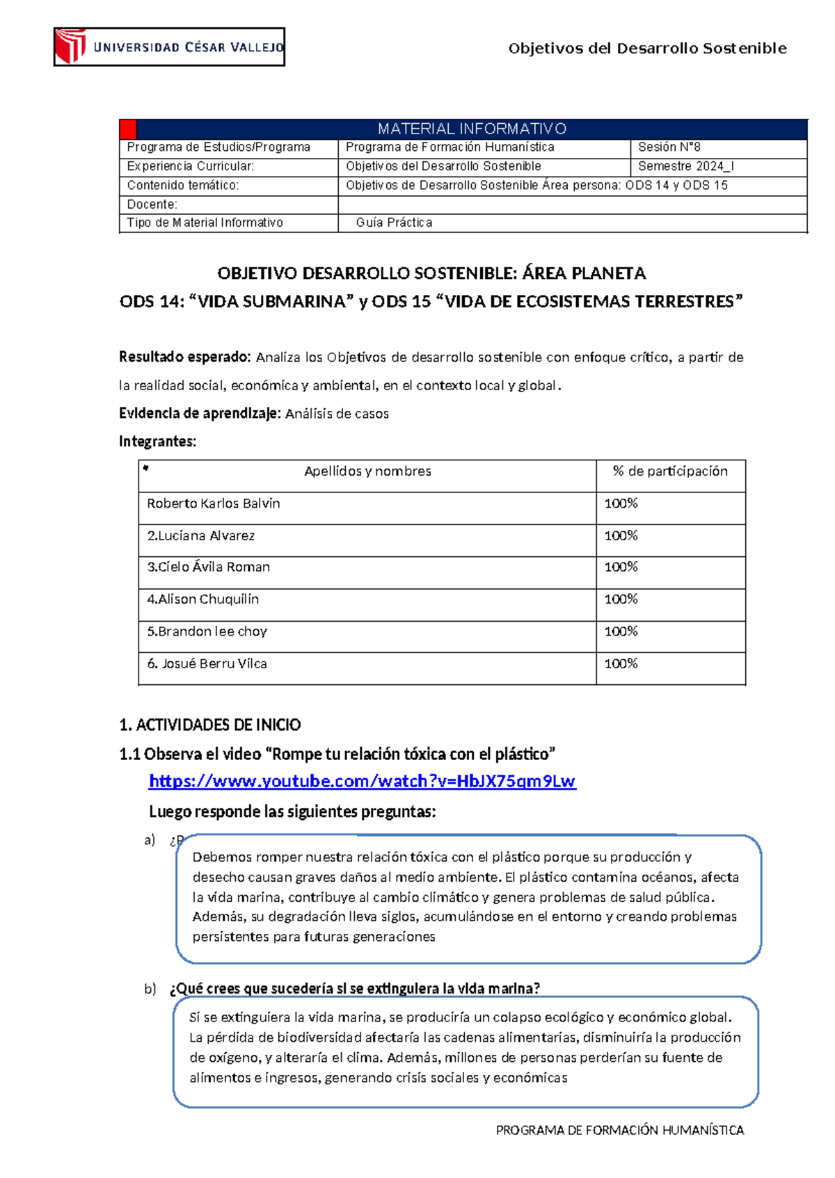 Guía práctica N° 08 ODS 2024-1 21 de mayo - MATERIAL INFORMATIVO Programa de Estudios/Programa ...