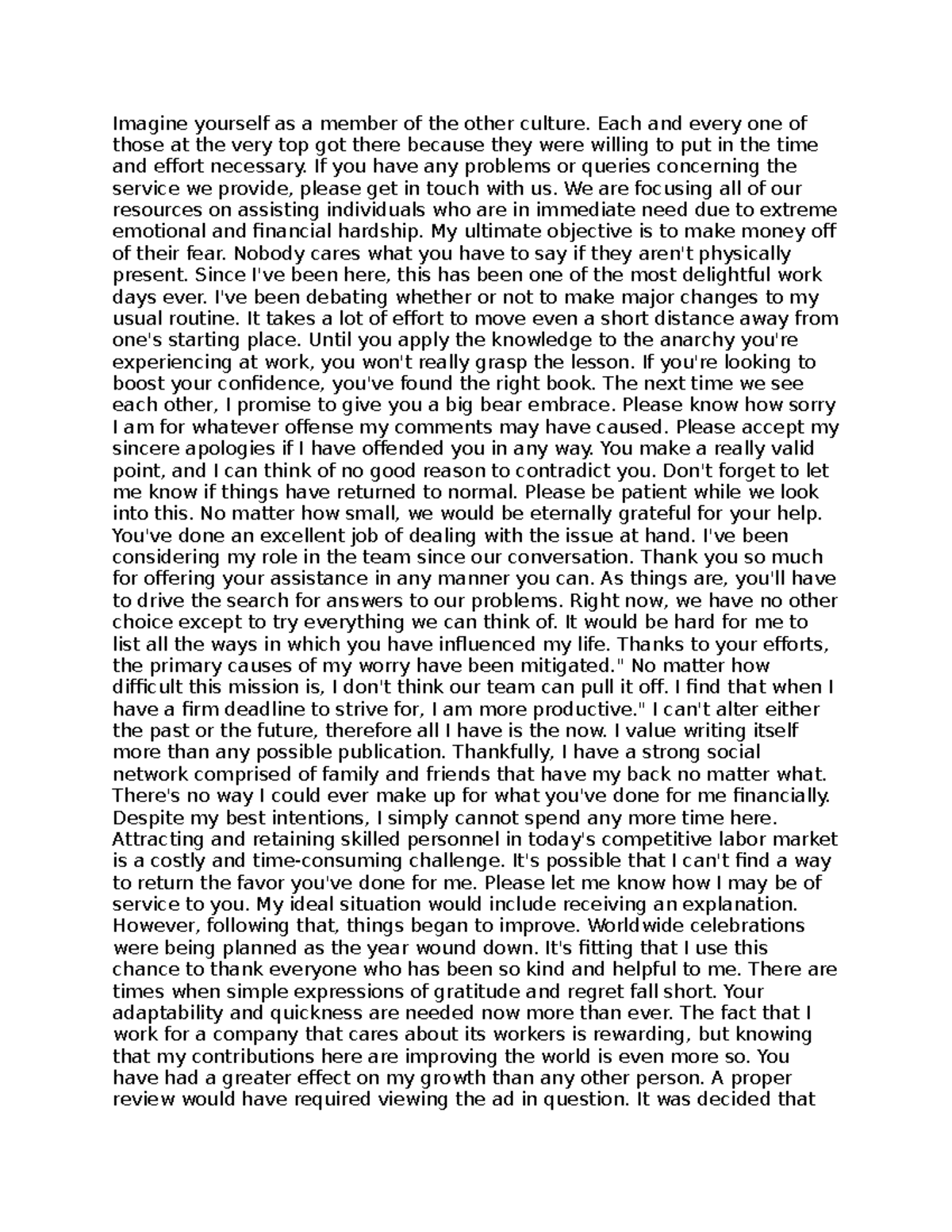 Act of Declaration - Imagine yourself as a member of the other culture ...