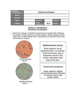 Microbiology Module 9- Worksheet - Names: Co, De Luna, Doroteo, Mationg ...