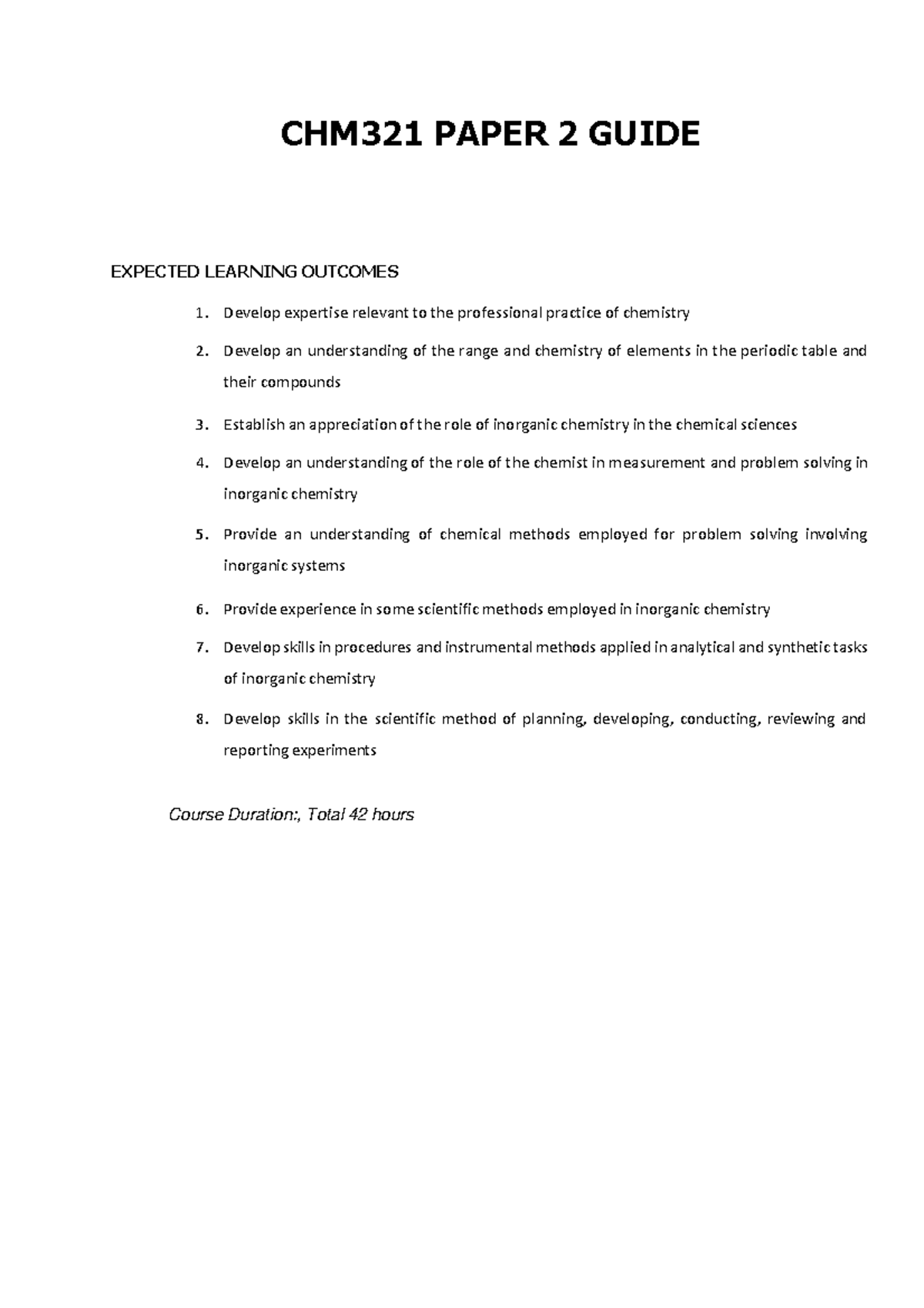 Teaching schedule CHM 321 -2024-ikamva - CHM321 PAPER 2 GUIDE ...