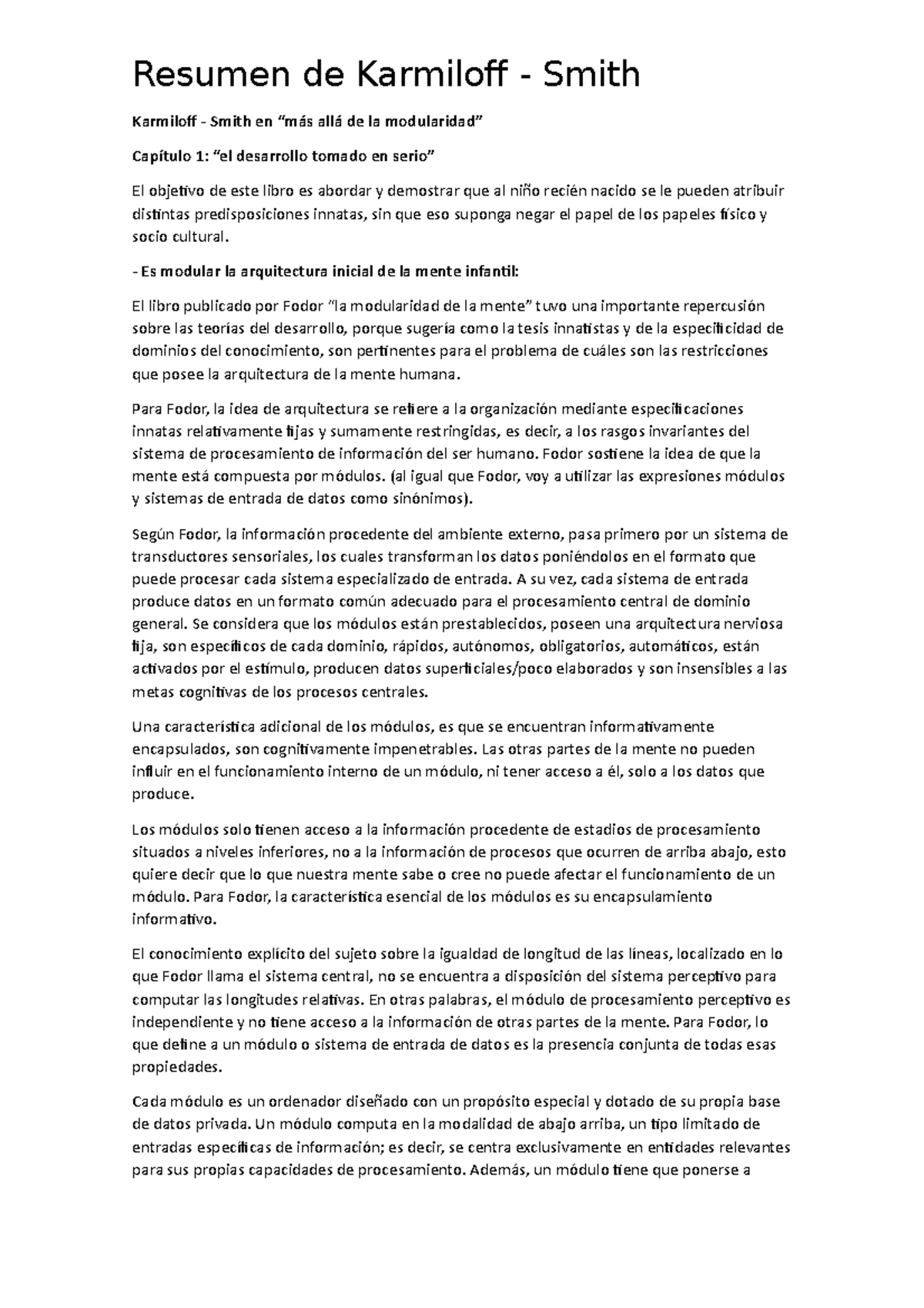 Karmiloff Smith S Concept Of Modulization