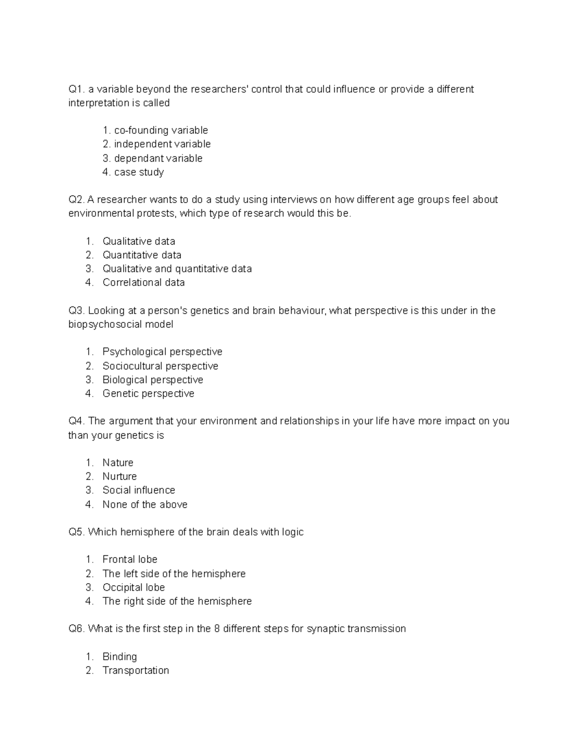 Psych questions dropbox - PSYC 1000 - U of G - Studocu