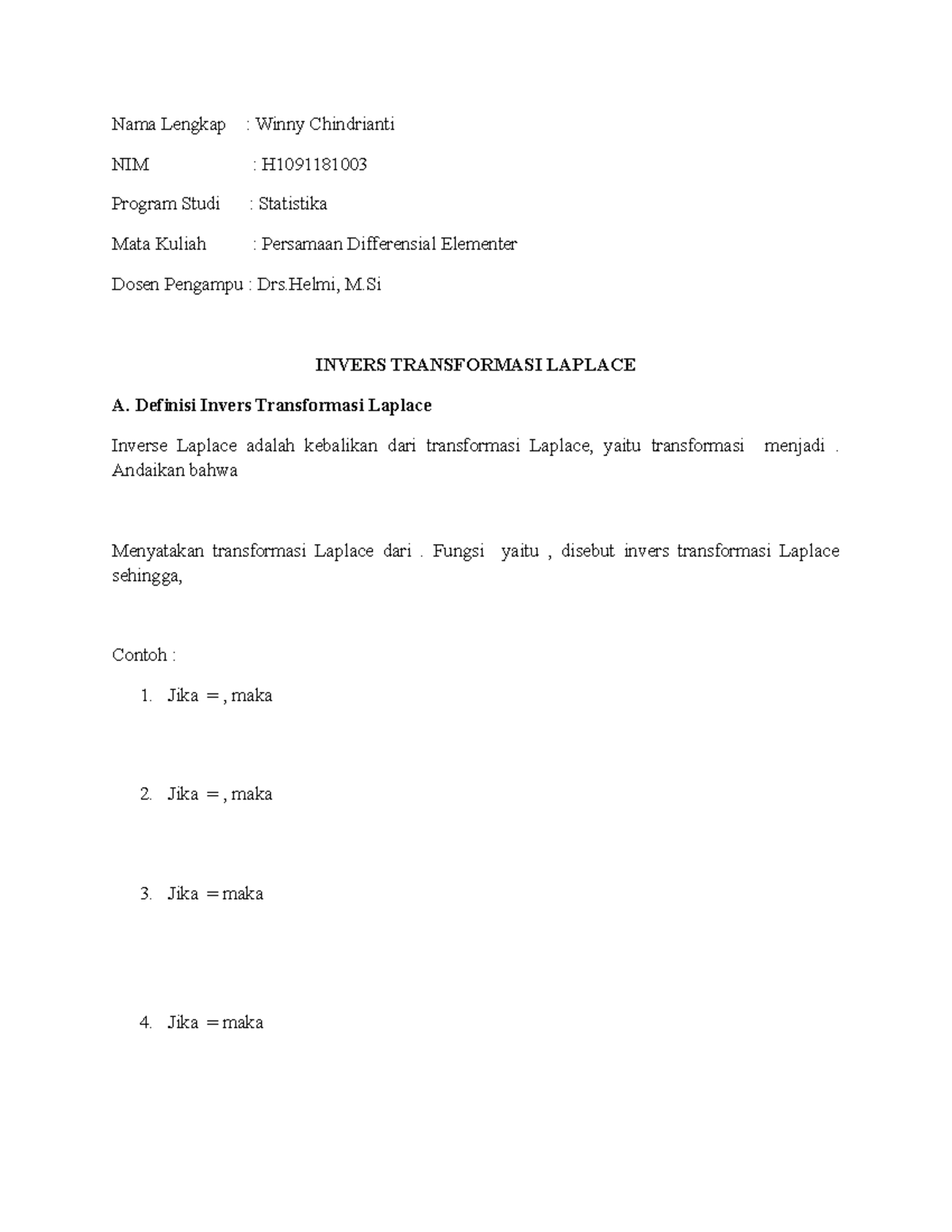 PDE 2 Winny Chin - Materi tentang persamaan invers transformasi laplace ...