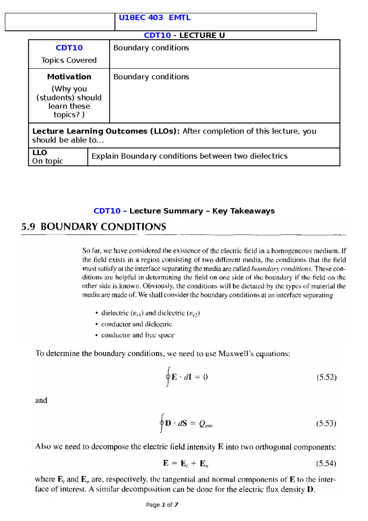 C8 - This is based on electronic communication’s subject - CDT10 - LECTURE U CDT Topics Covered ...