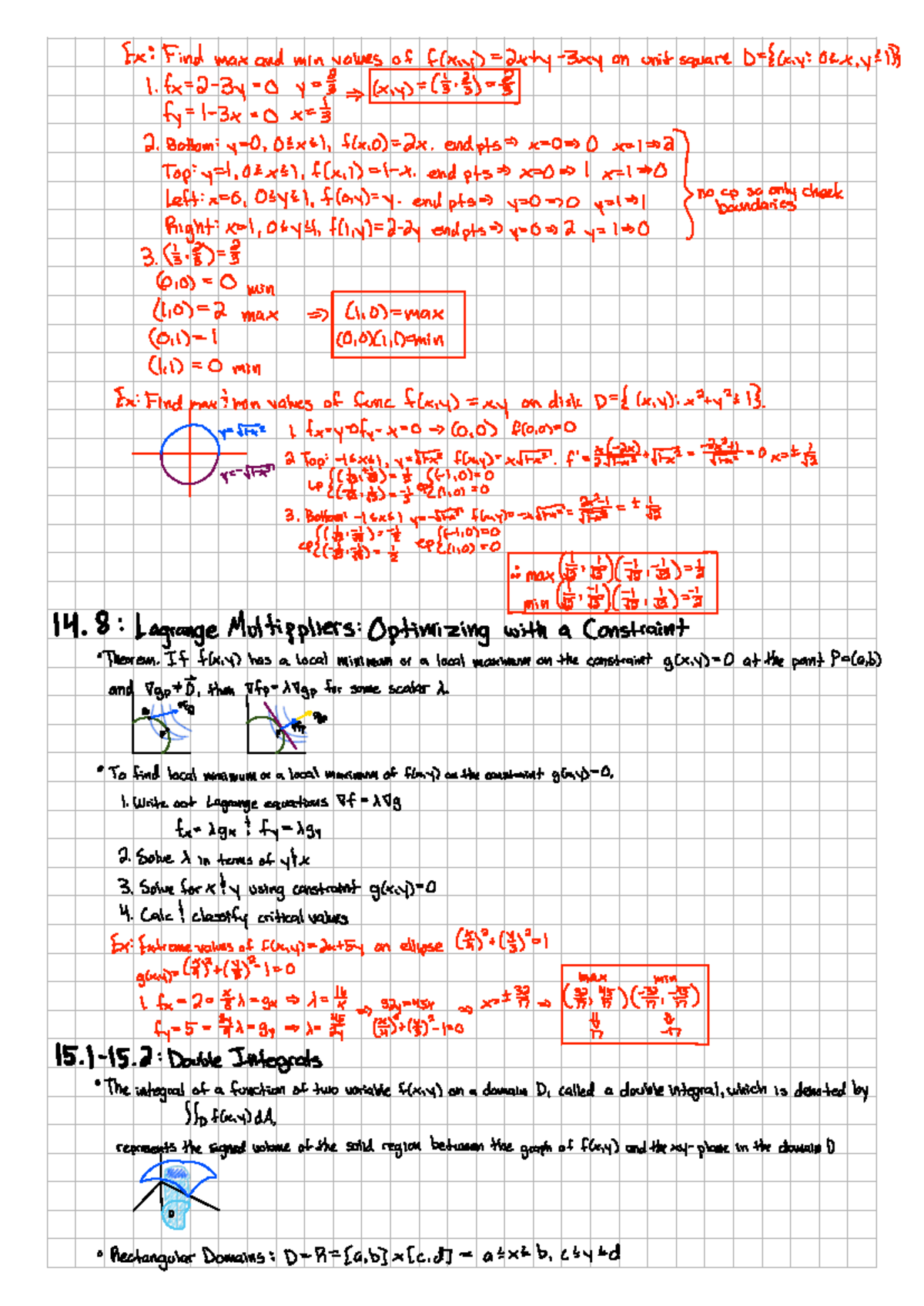 MATH 227 Outline YZe - notes - Ex: Find max and min values of ((XM ...