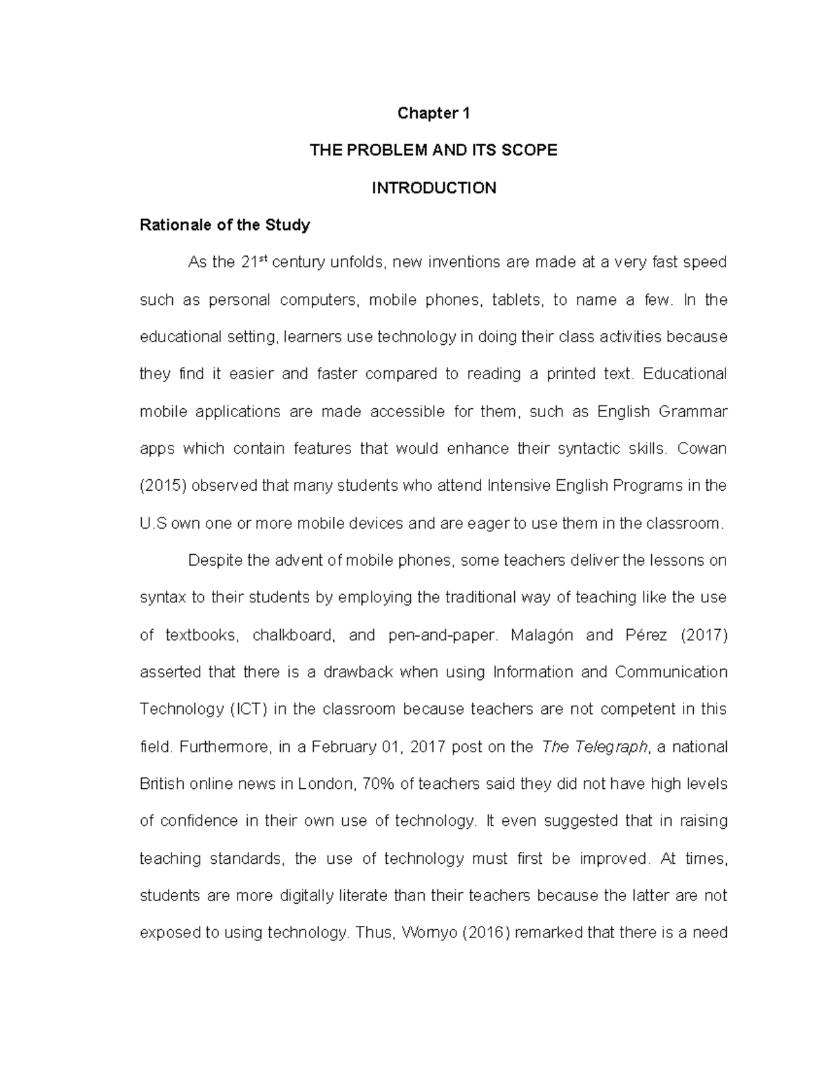 1-Chapter-1 B - Chapter 1 THE PROBLEM AND ITS SCOPE INTRODUCTION ...