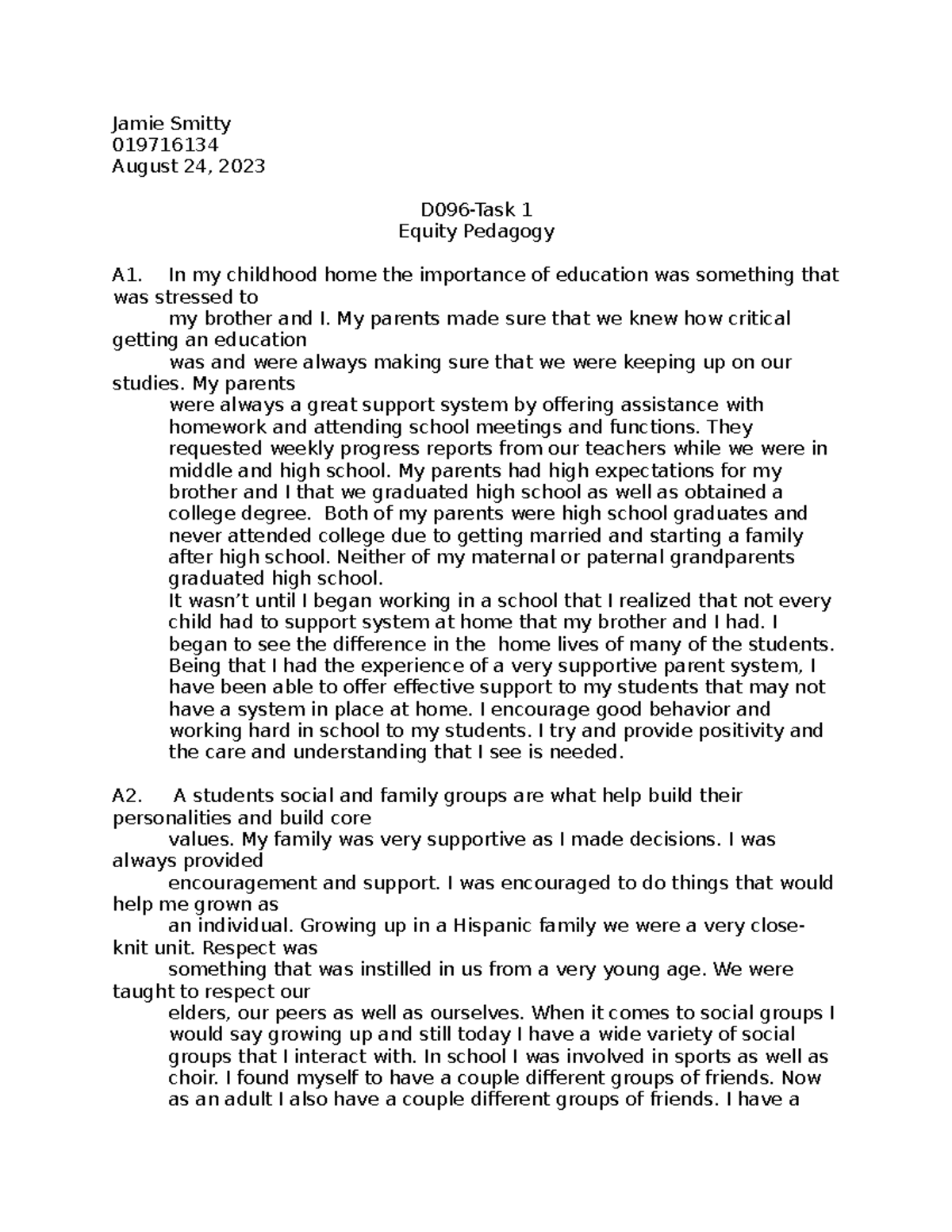 00Task1 D096 - D096 - Jamie Smitty 019716134 August 24, 2023 D096-Task ...