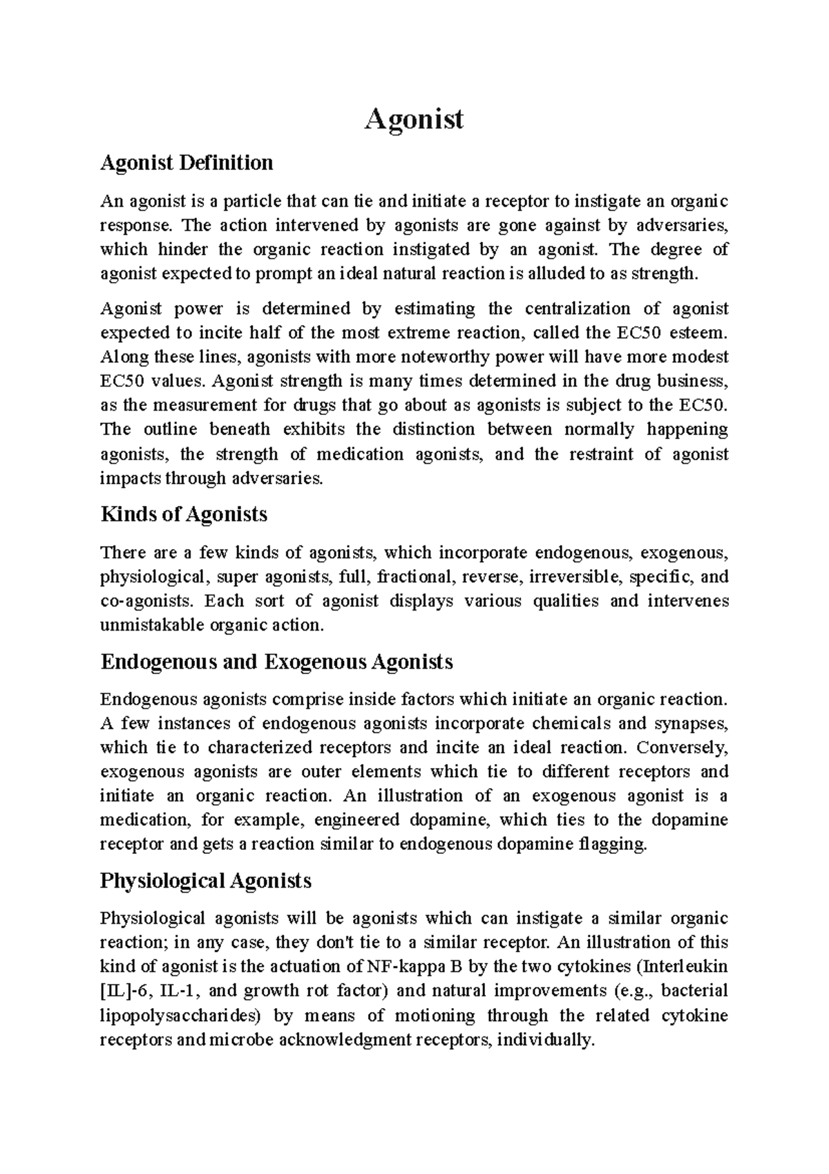 Agonist - Agonist Agonist Definition An agonist is a particle that can ...