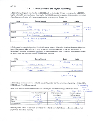 ACT Ch 10. handout - ACT 201 - Studocu