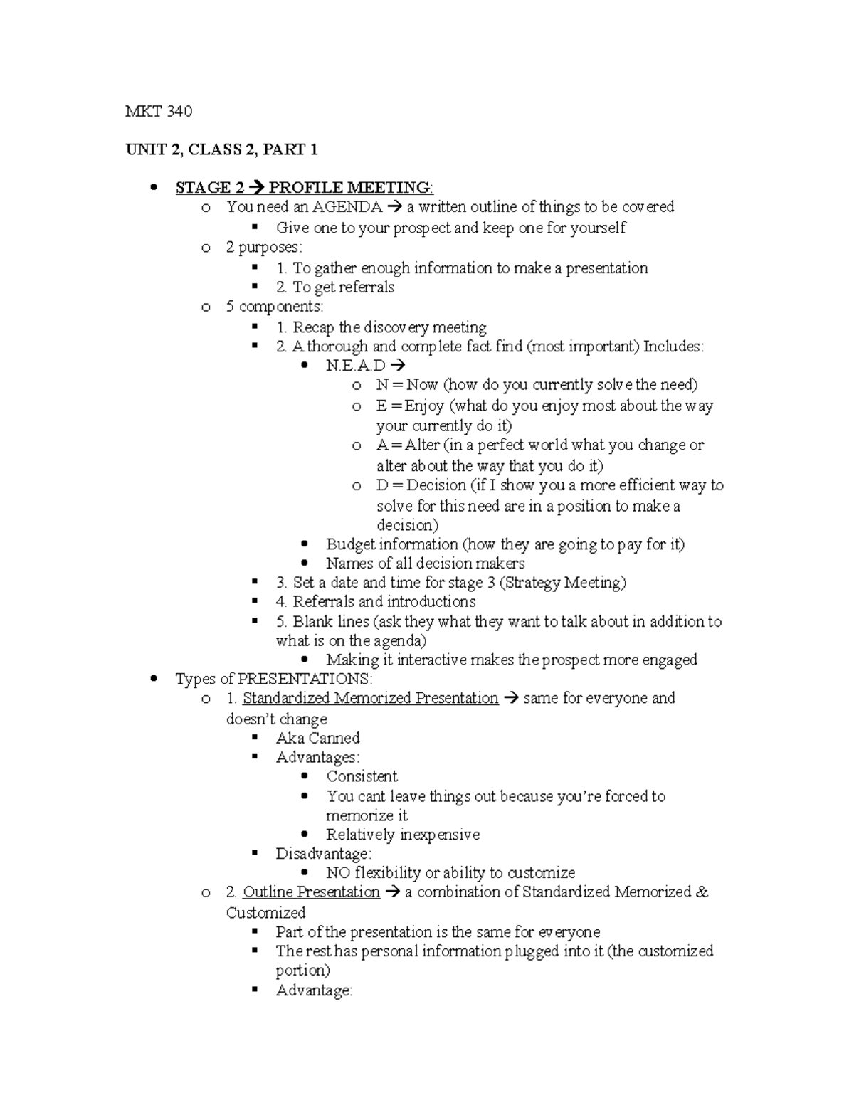 MKT 340 Class 5 - Lecture notes 5 - MKT 340 UNIT 2, CLASS 2, PART 1 ...