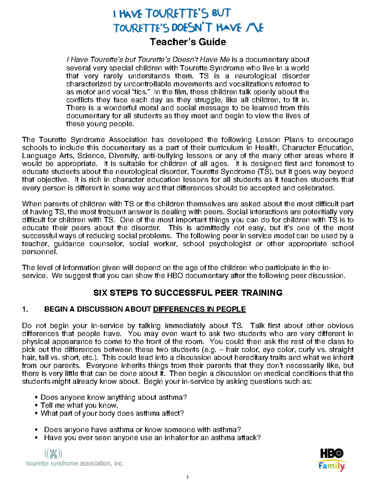 I Have Tourettes Teacher Guide - Guide I Have but Have Me is a ...