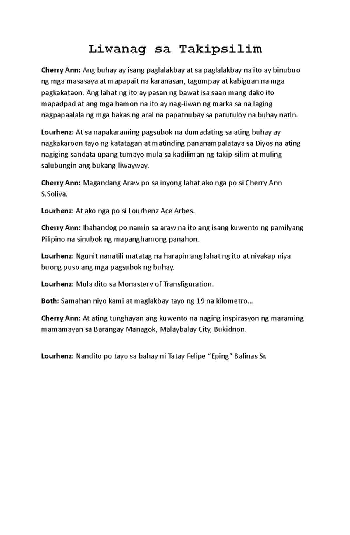 Takipsilim 2 - This is an essay about the sunset of life - Liwanag sa ...