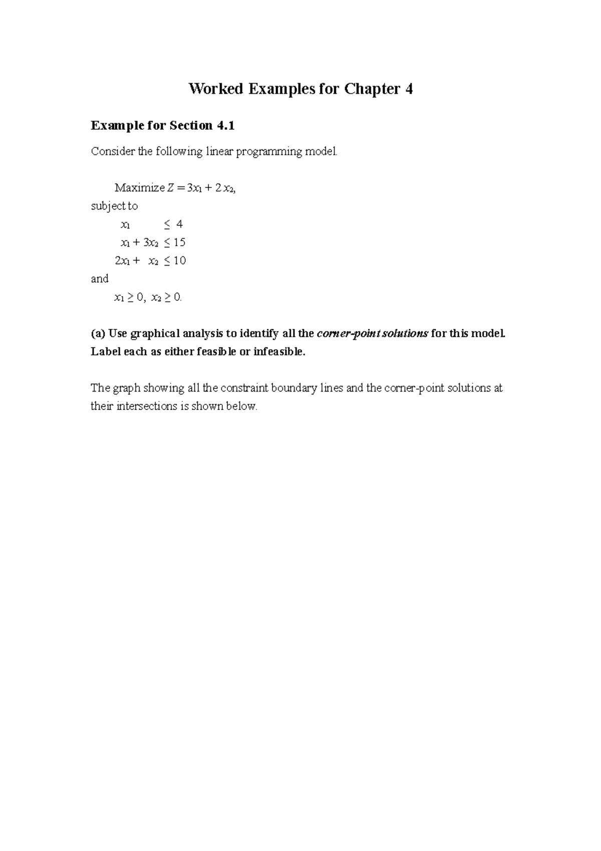 Worked Examples for Chapter 4 Example fo - Consider the following ...