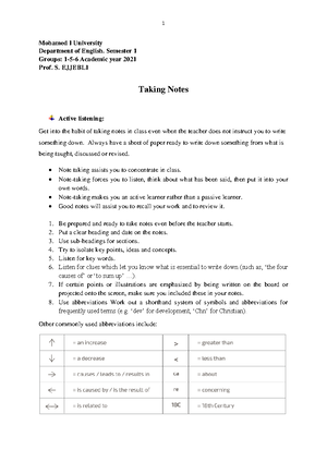 study skills lesson - 1 ENGLISH STUDIES S. EJJEBLI FALL 2020 UNIVERSITY ...