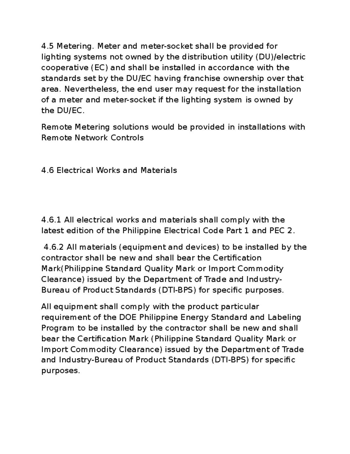 4 - Project Proposal - 4 Metering. Meter and meter-socket shall be ...