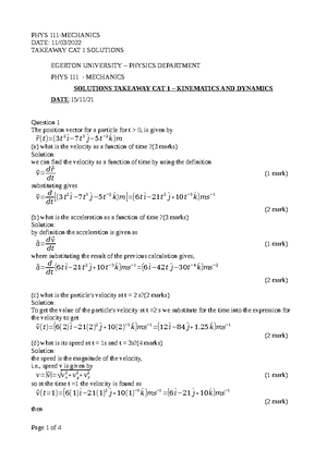 Physics Pressure Notes - PRESSURE Pressure is defined as force acting ...