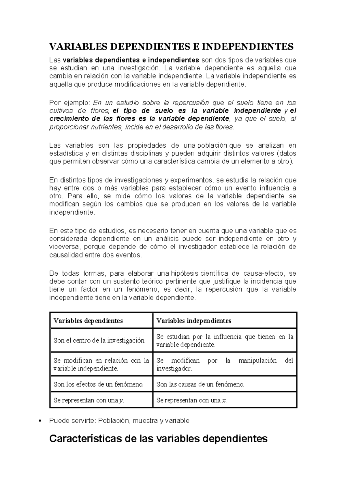 Variables Dependientes E Independientes - VARIABLES DEPENDIENTES E ...