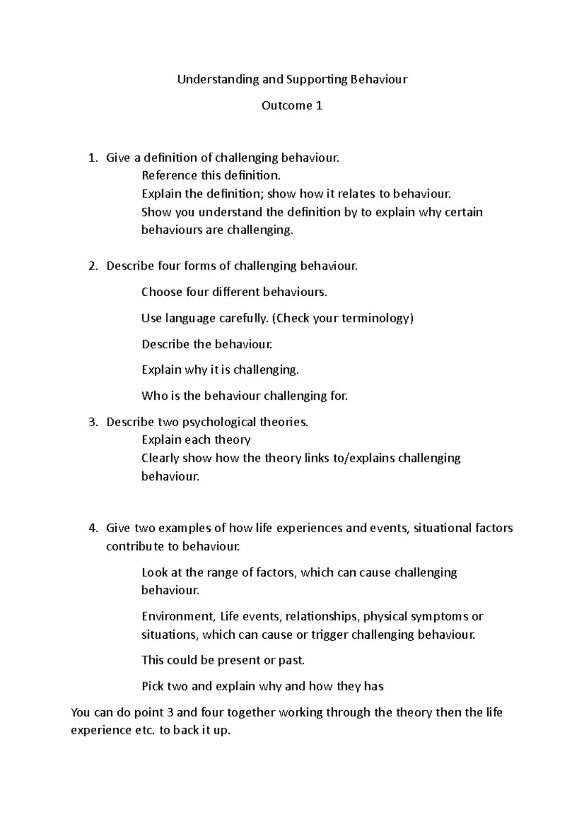 Understanding and Supporting Behaviour Outcome 1 - Reference this ...