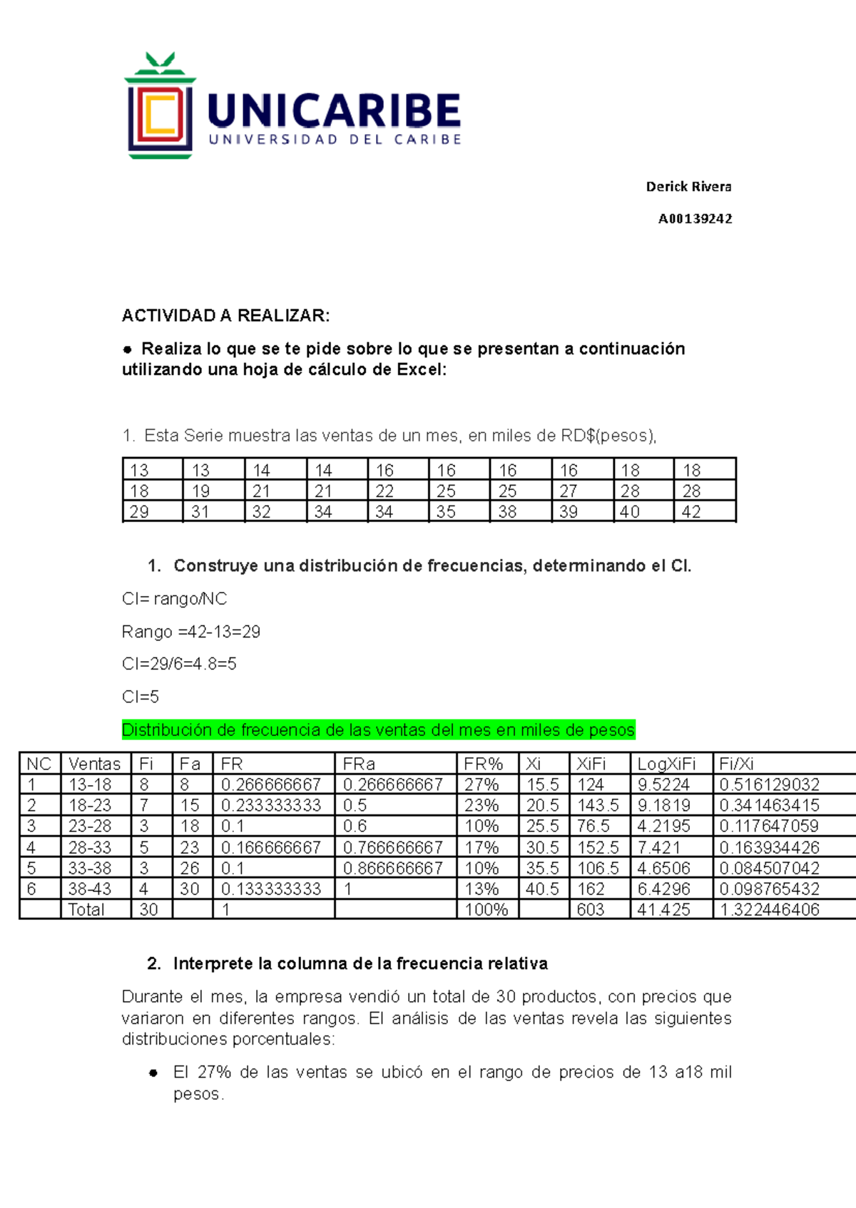 Derick Rivera unidad 4 actividad 1 - A ACTIVIDAD A REALIZAR: Realiza lo ...