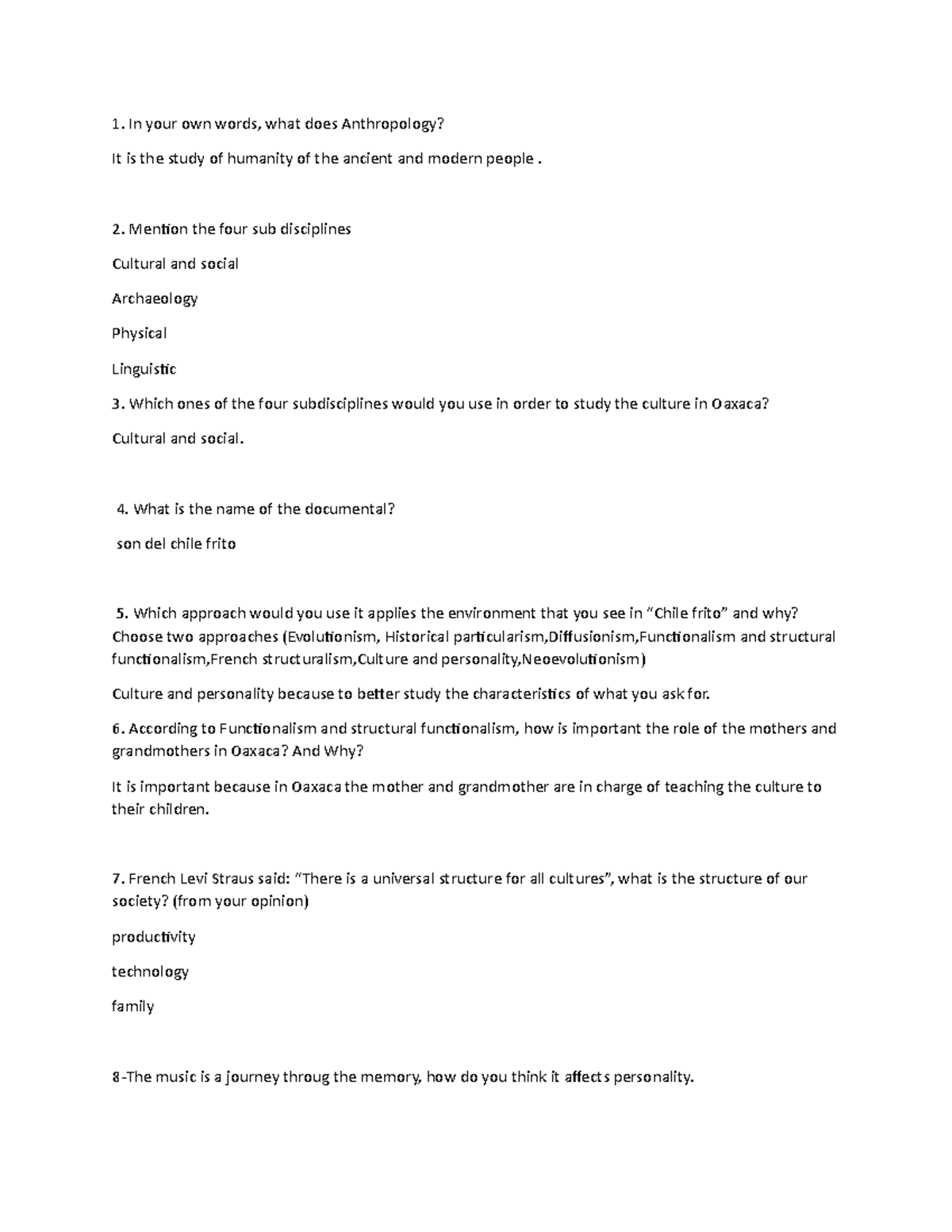 Anthropology act1 - gratis porfa - In your own words, what does ...