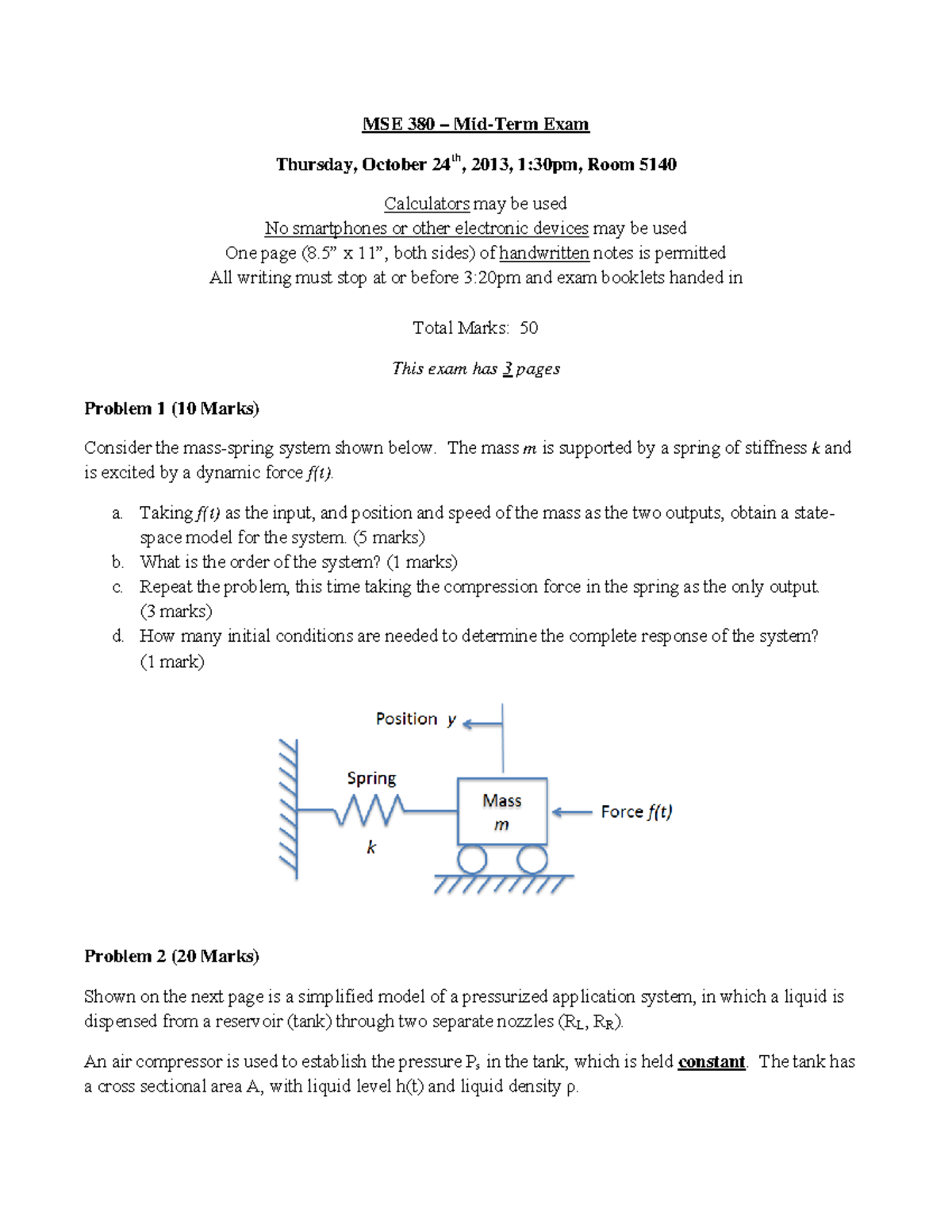 mid term Exam 2013 - MSE 380 – Mid-Term Exam Thursday, October 24th ...