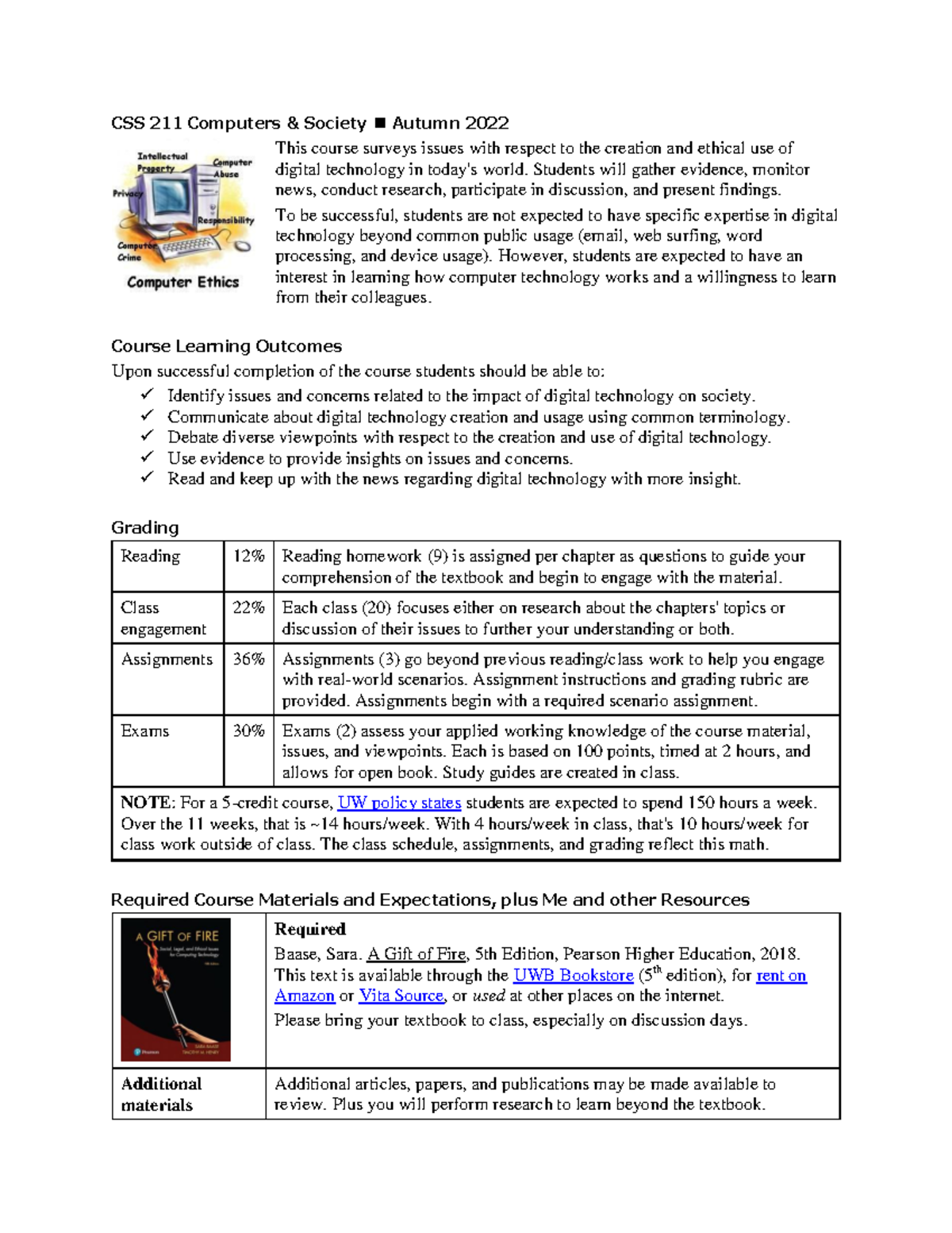 2022 Autumn CSS 211 A syllabus - CSS 211 Computers & Society Autumn ...