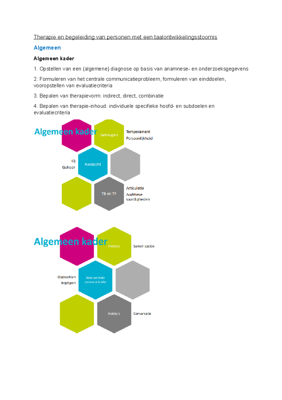 Deel 1 Taaltherapie algemeen - Therapie en begeleiding van personen met ...