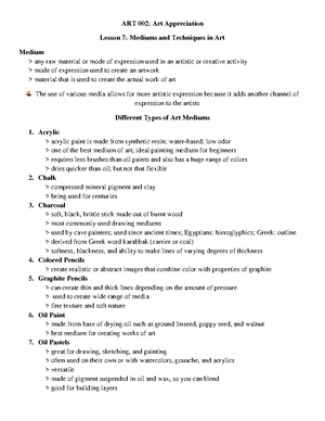 ART 002- Lesson 1 - STUDENT ACTIVITY SHEET: Lesson - Studocu