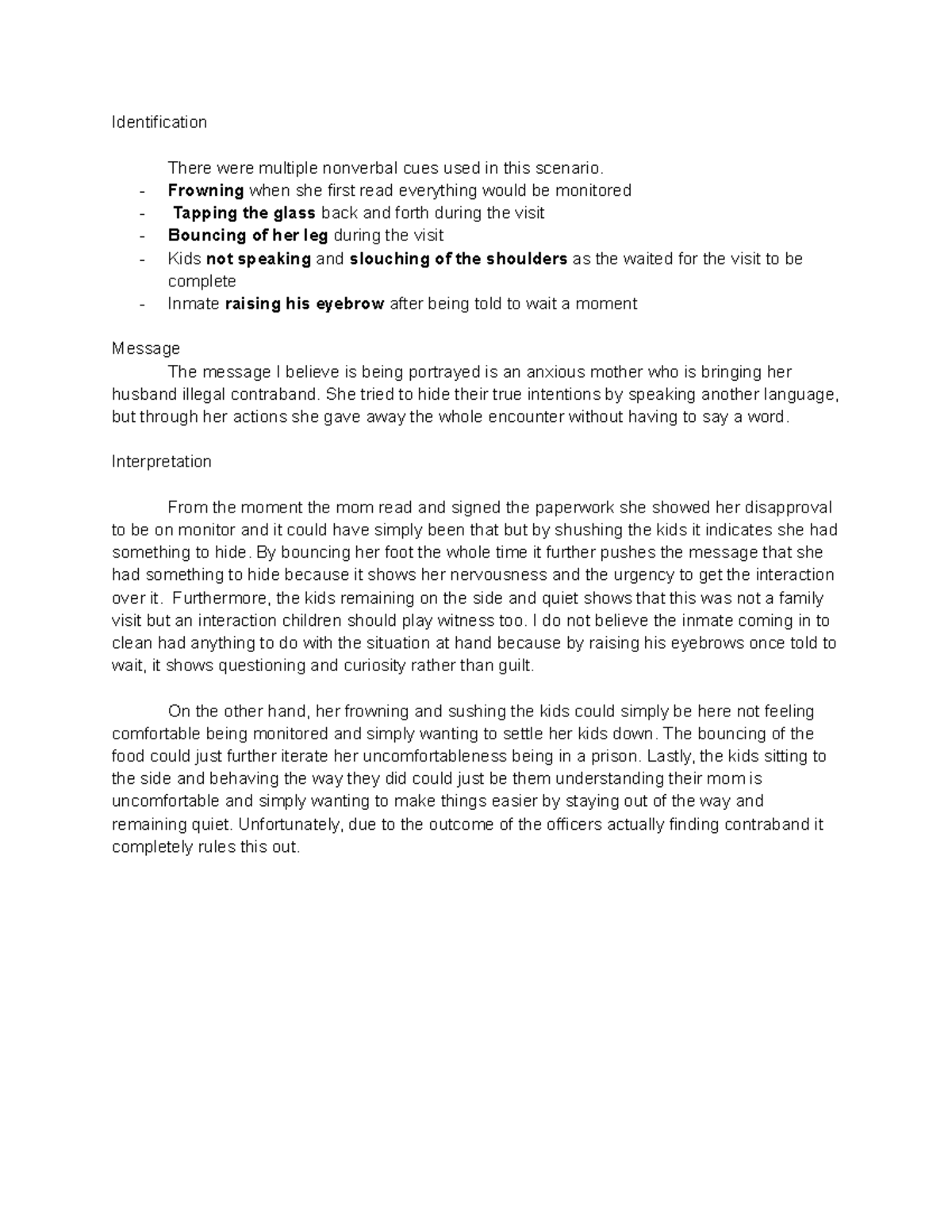 CJ 140 Module Two Assignment - Identification There were multiple ...