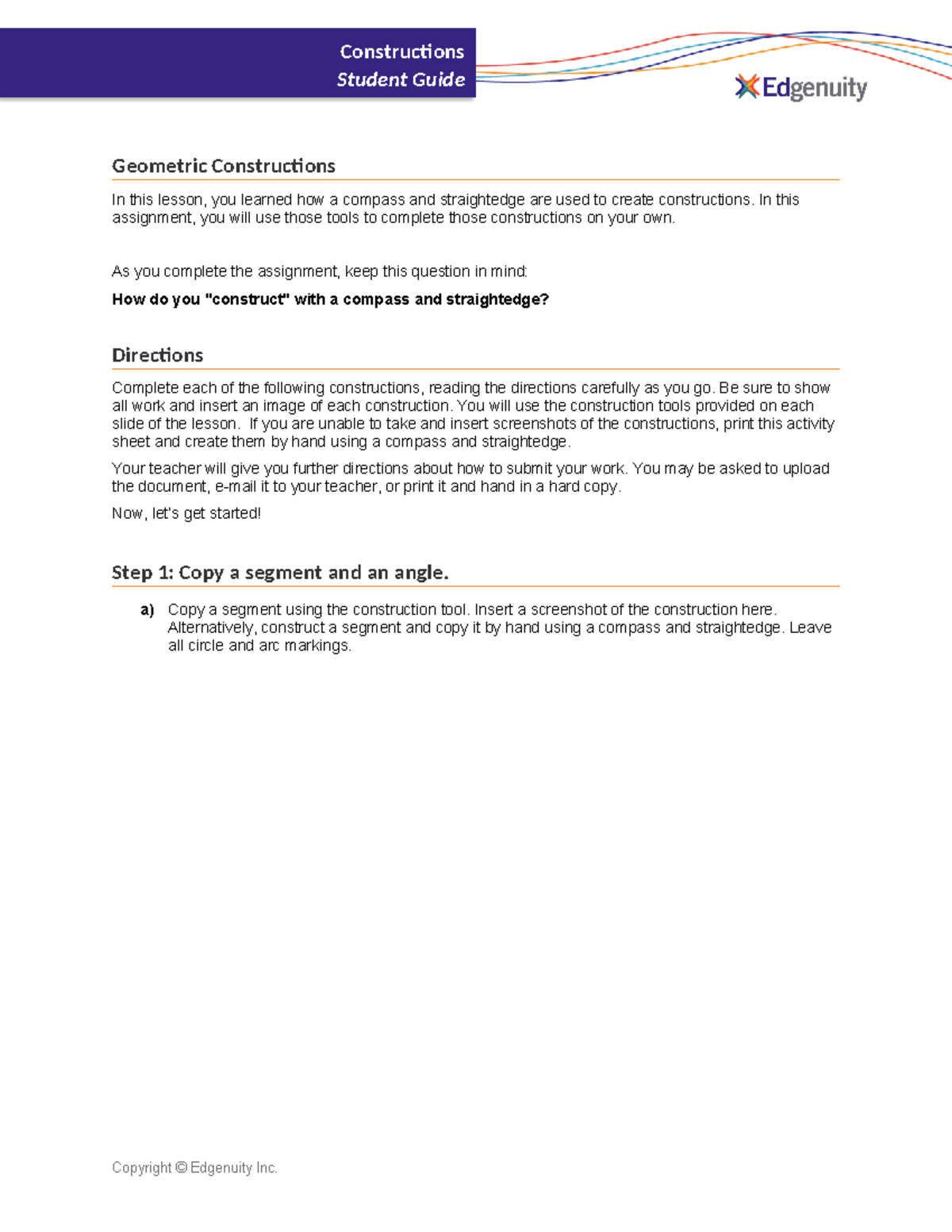 8101-01-07 Constructions - Student Guide Part 1 - Constructions Student ...