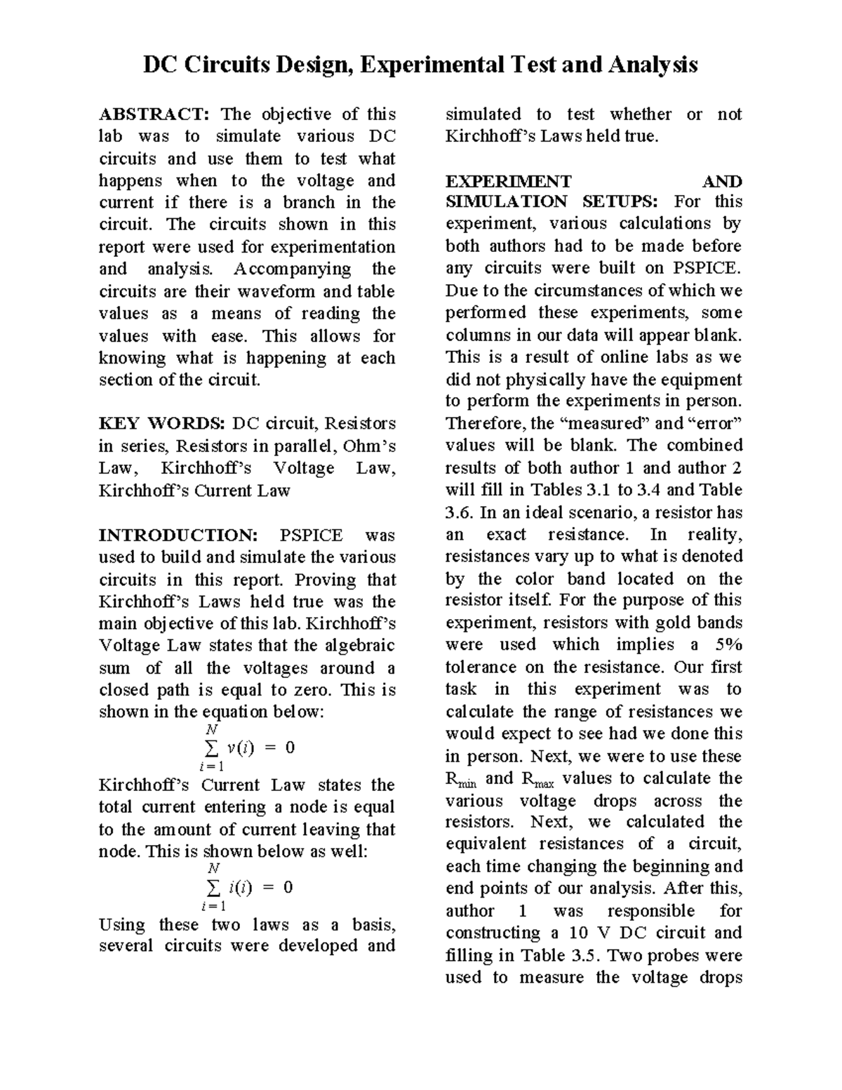 ECE240L Nicolas Kendera Josue Alegria Lab 3 G 2 Group Final Lab Report - ABSTRACT: The objective ...