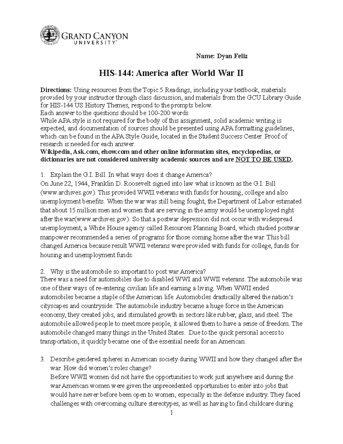 HIS-144-RS-America after WWII Worksheet - Name: Dyan Feliz HIS-144 ...